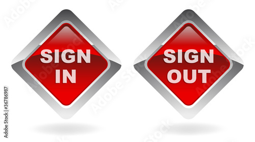 red vector buttons set "sign in - sign out" Stock Vector | Adobe Stock