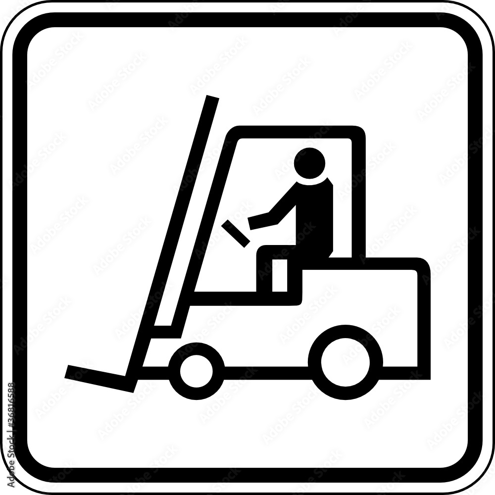 Gabelstapler Flurförderzeug Schild Zeichen Symbol Stock Vector | Adobe ...
