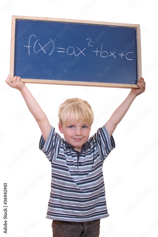 Kleiner Junge zeigt eine mathematische Formel Stock Photo | Adobe Stock
