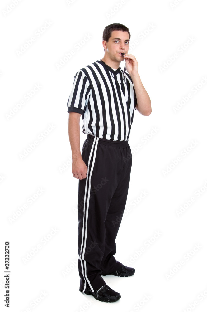Full length teen referee portrait isolated on white Stock Photo | Adobe ...