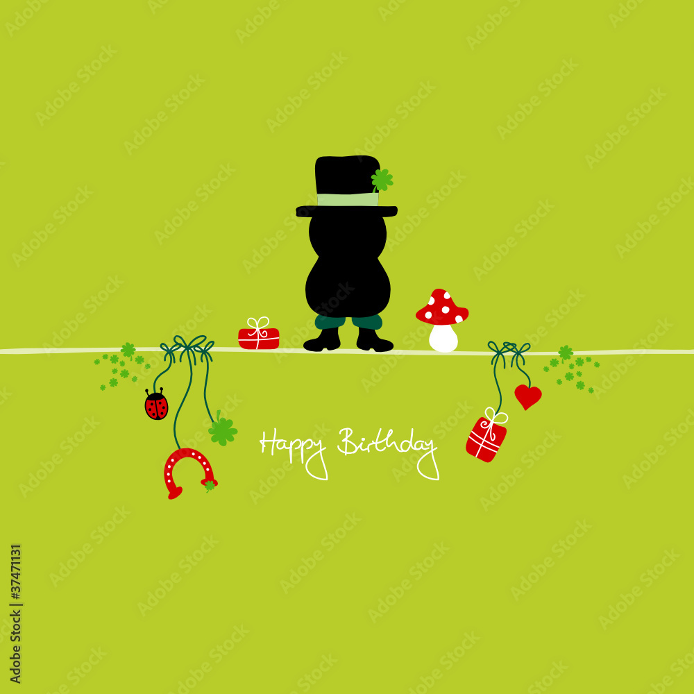 Standing Chimney Sweeper & Symbols "Happy Birthday" Stock Vector ...