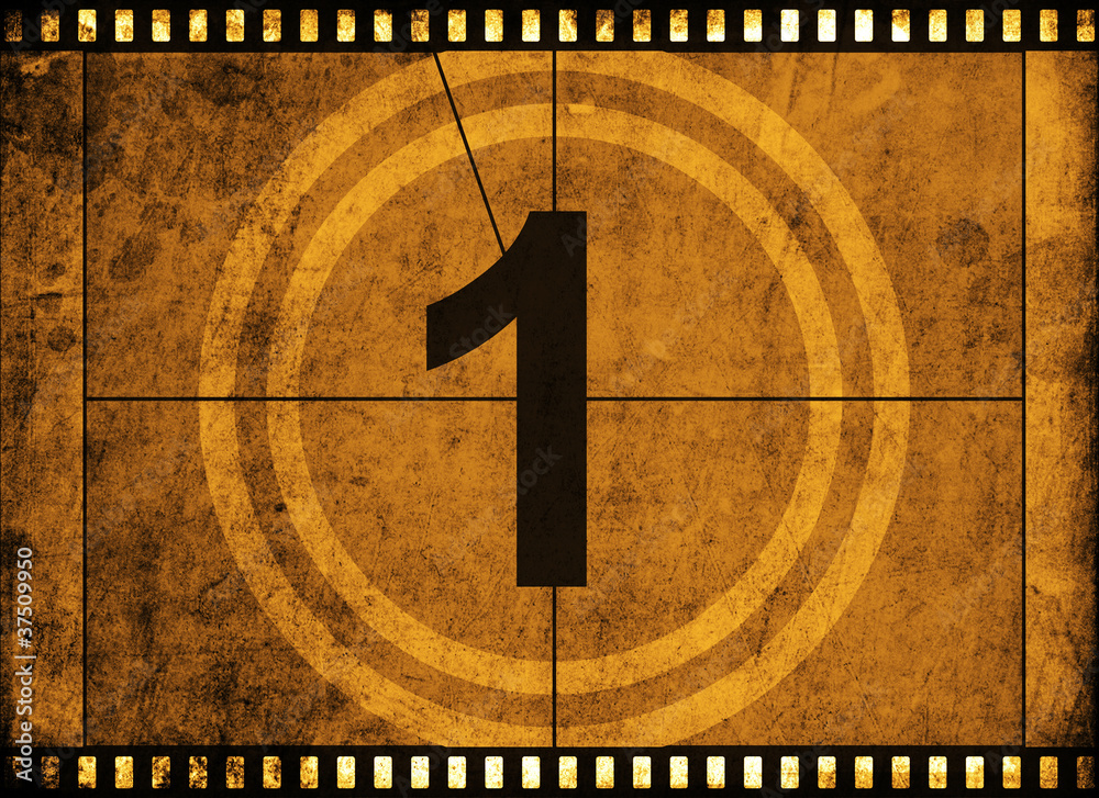 movie film strip with countdown number on grunge background Stock ...