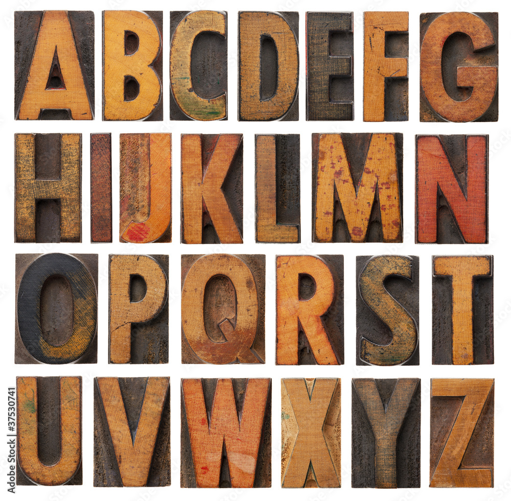 vintage wooden alphabet set Stock Photo | Adobe Stock