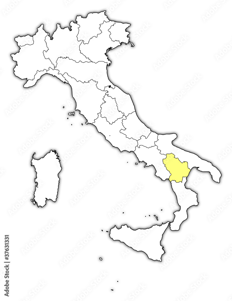 Map of Italy, Basilicata highlighted Stock Vector | Adobe Stock