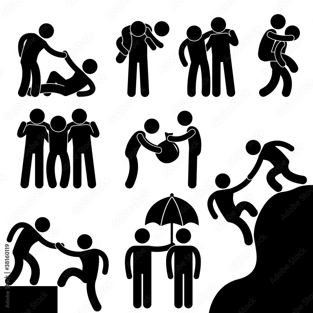 Business Friend Helping Each Other Icon Symbol Sign Pictogram Stock ...