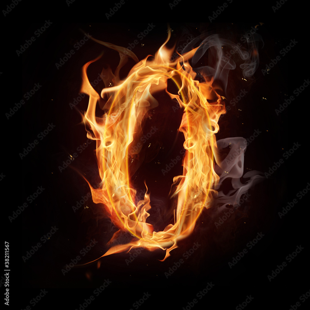 Fire alphabet number "0" Stock Photo | Adobe Stock
