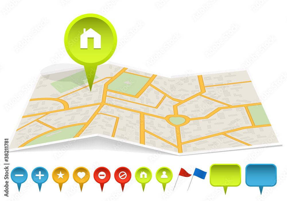 City map with labels. Vector illustration. Stock Vector | Adobe Stock