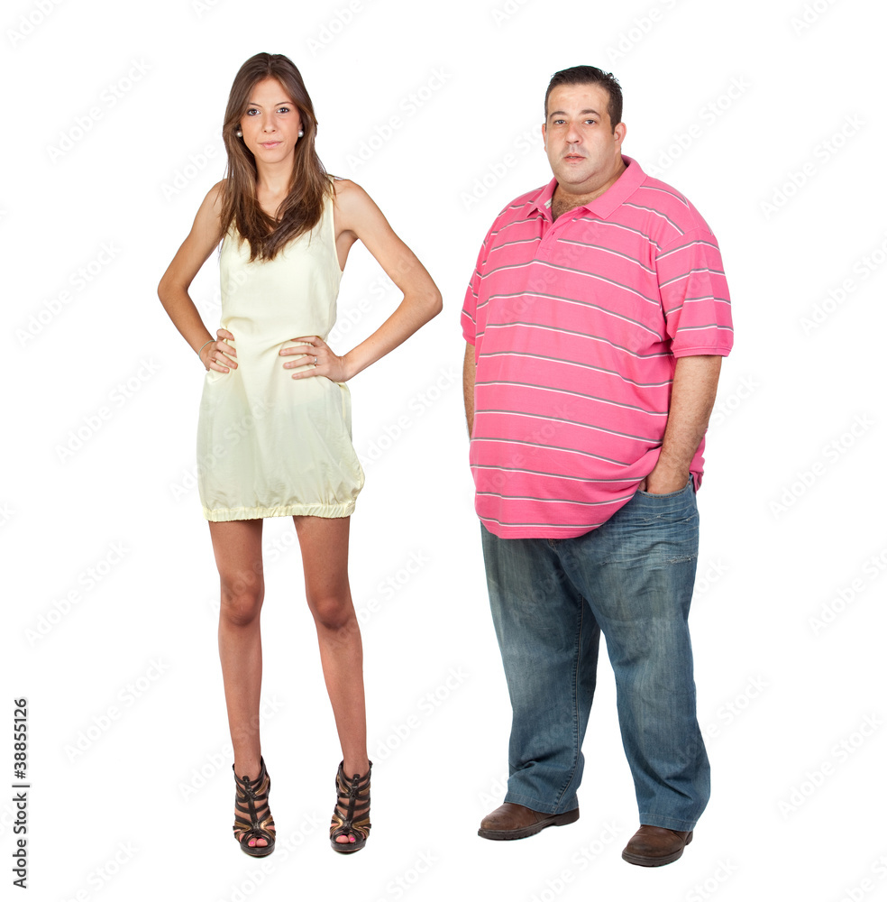 Slim girl and fat man Stock Photo | Adobe Stock