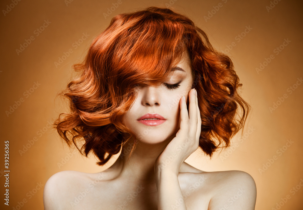 Beauty Portrait. Curly Hair Stock Photo | Adobe Stock