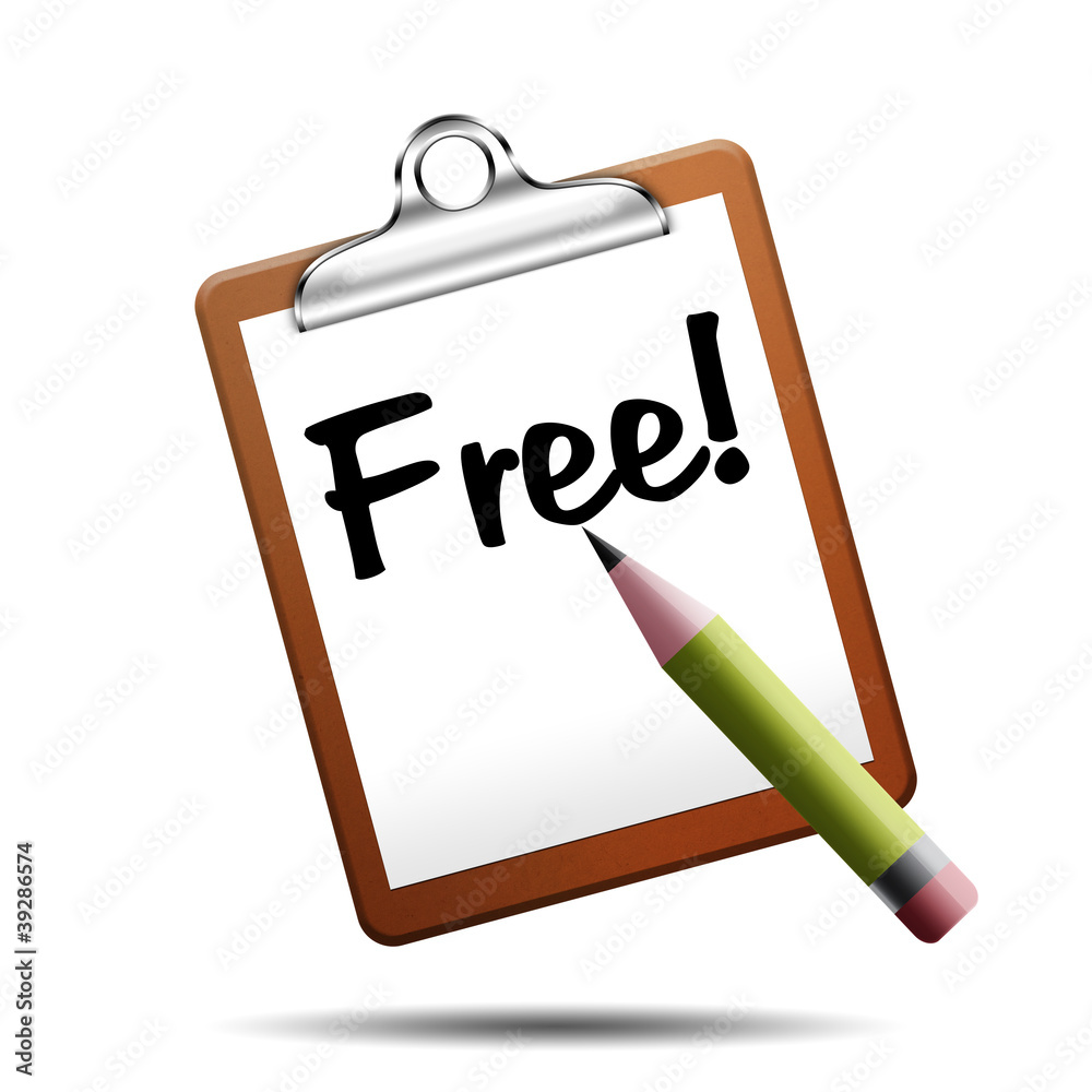 Icono clipboard 3D con texto Free! Stock Illustration | Adobe Stock