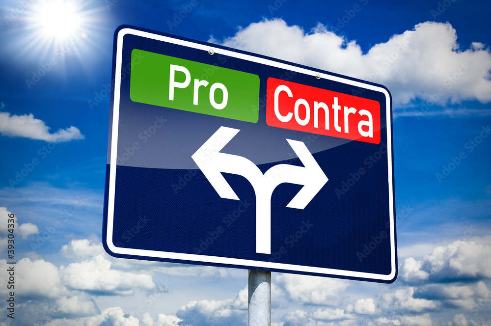 Ortseingangsschild mit Pro und Contra Stock Illustration | Adobe Stock