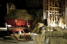 Red Wagon And Bale Of Hay Free Stock Photo - Public Domain Pictures