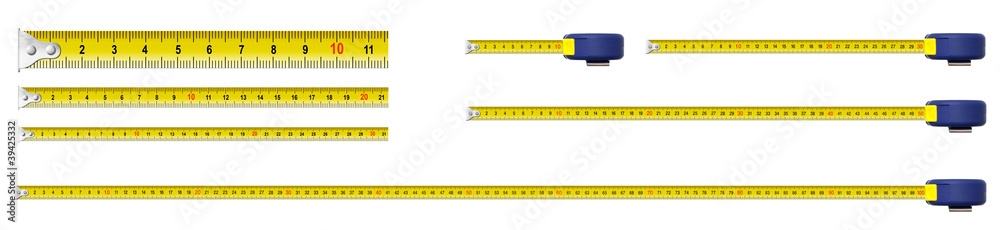metal measure tapes set isolated including one meter Stock Photo ...
