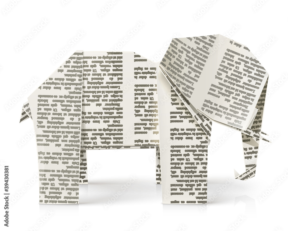 elephant origami paper toy vector illustration isolated on Stock Vector ...