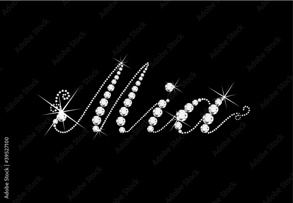 Mia girl name with diamonds Stock Vector | Adobe Stock