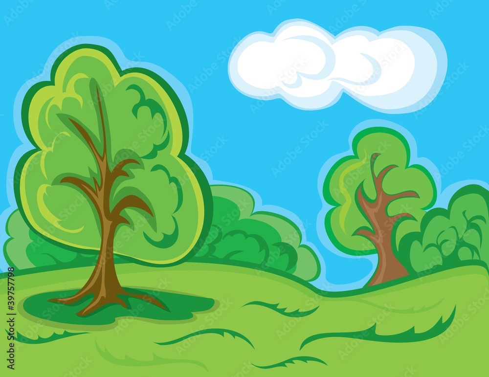cartoon forest background Stock Vector | Adobe Stock