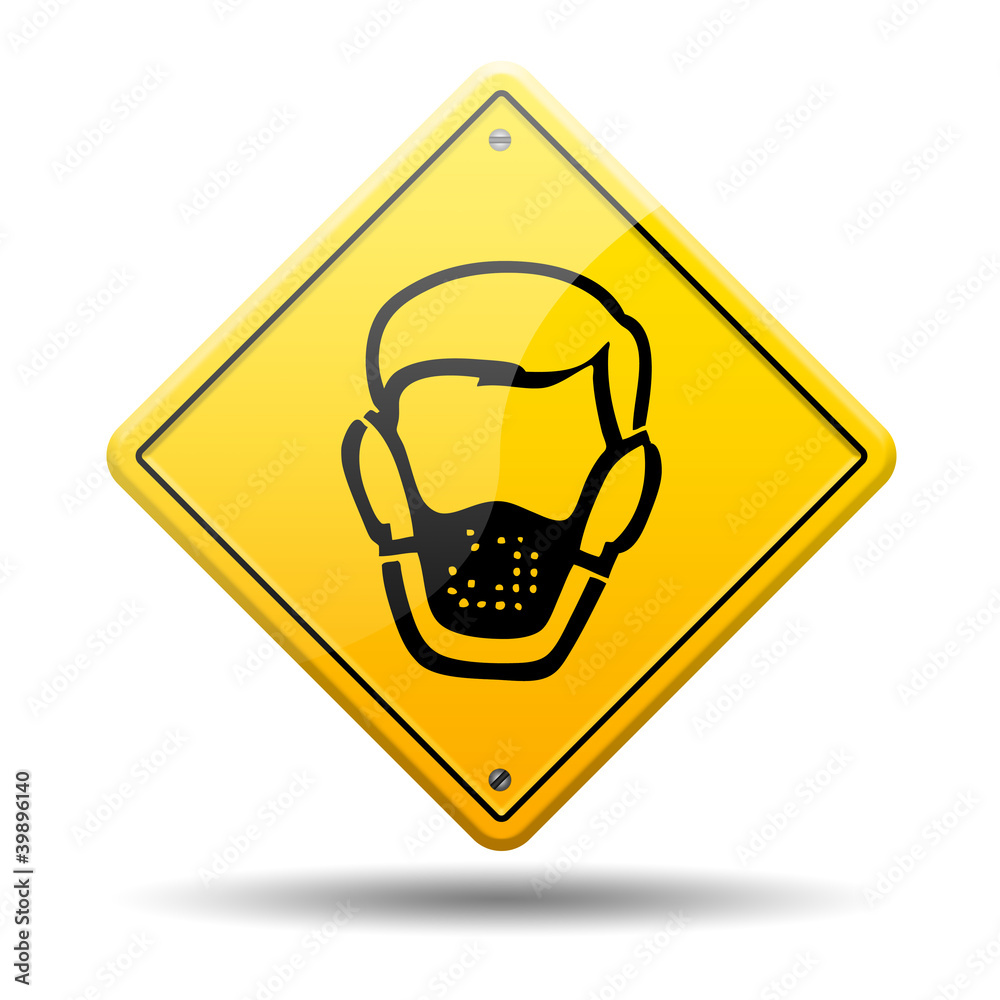 Señal amarilla simbolo mascarilla contra polvo Stock Illustration ...