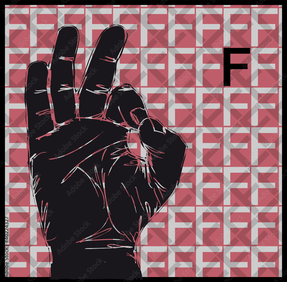 Sketch of Sign Language Hand Gestures, Letter f Stock Vector | Adobe Stock