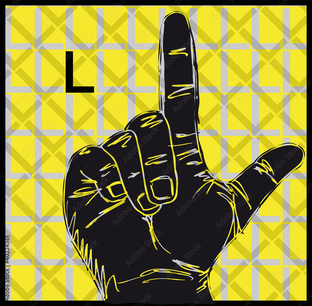 Sketch of Sign Language Hand Gestures, Letter l Stock Vector | Adobe Stock