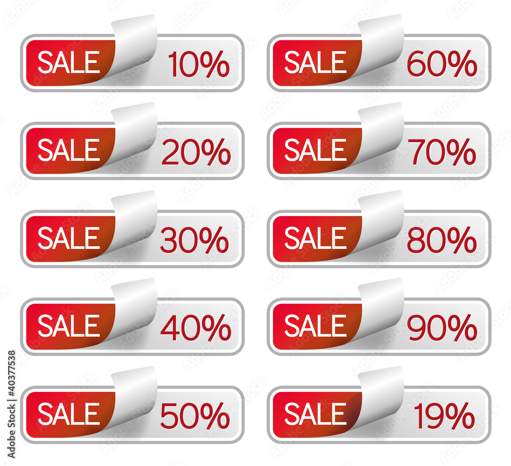 Stock-Vektorgrafik „Sale - Rabatt - Prozent - Button - Icons - rot ...