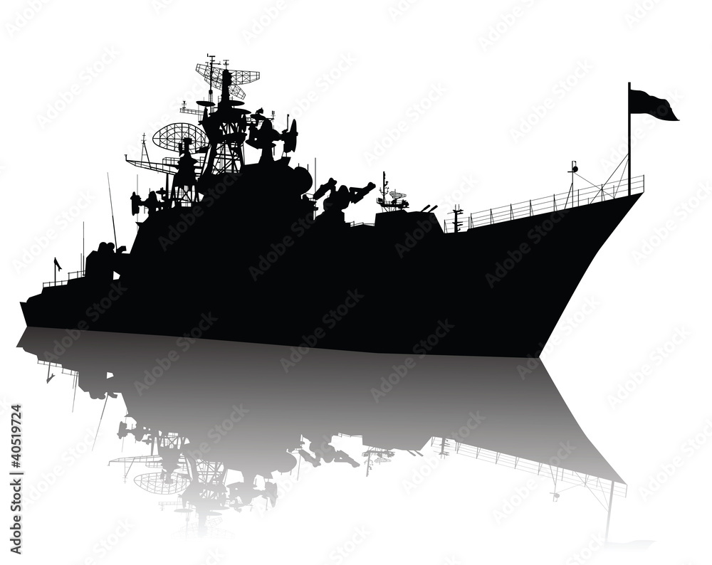 Stock-Vektorgrafik „Soviet (russian) guided missile cruiser silhouette ...