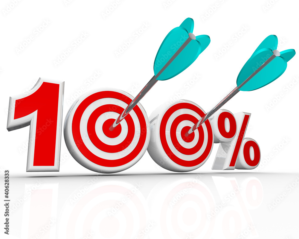 100 Percent Arrows in Targets Perfect Score Stock Illustration | Adobe ...