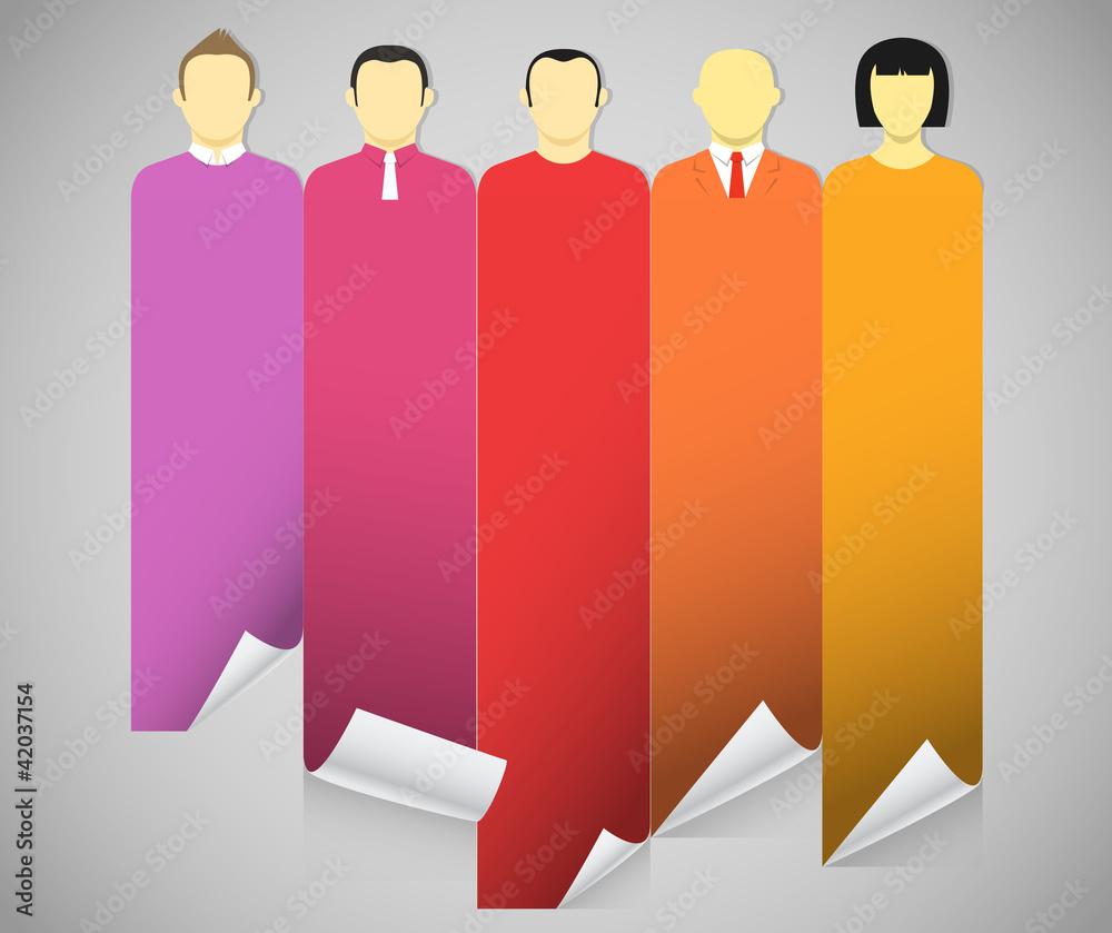 Color account avatars with bending paper banners. Template for a Stock ...