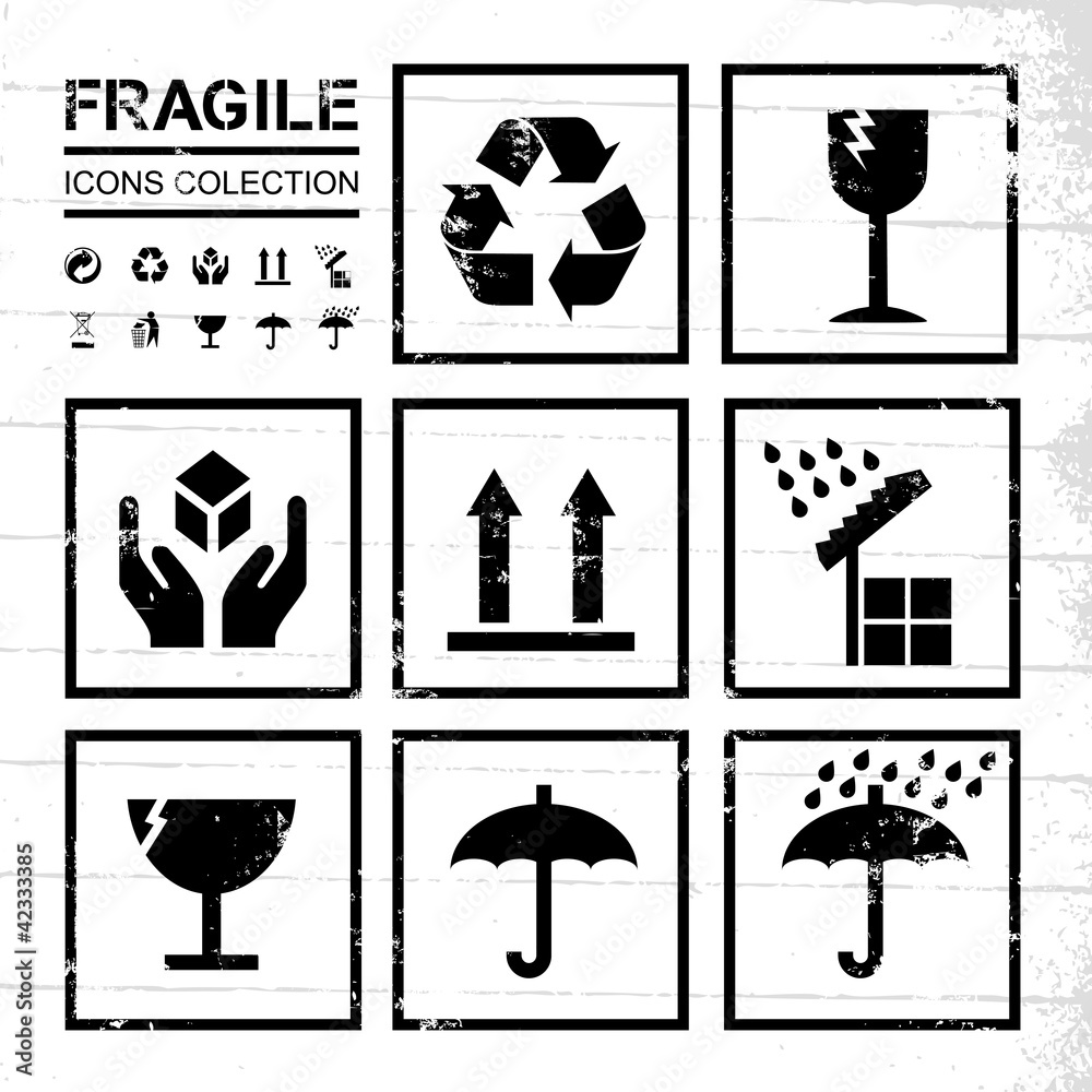 packaging / fragile icons collection Stock Vector | Adobe Stock