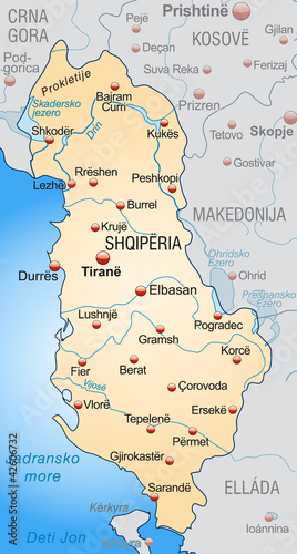 Albanien mit Nachbarländern als Landkarte Stock-Vektorgrafik | Adobe Stock