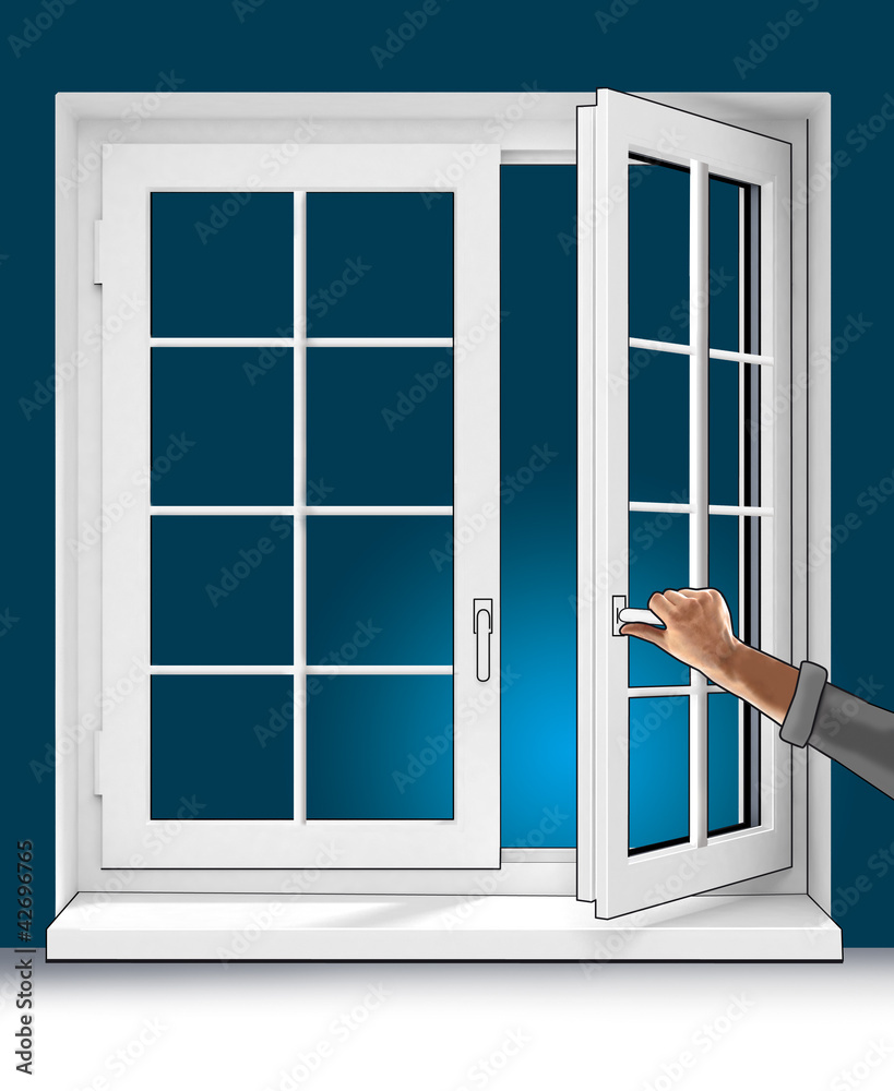new opened plastic glass window frame isolated Stock Illustration ...