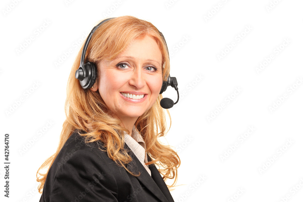 Female dispatcher, isolated on white background Stock Photo | Adobe Stock
