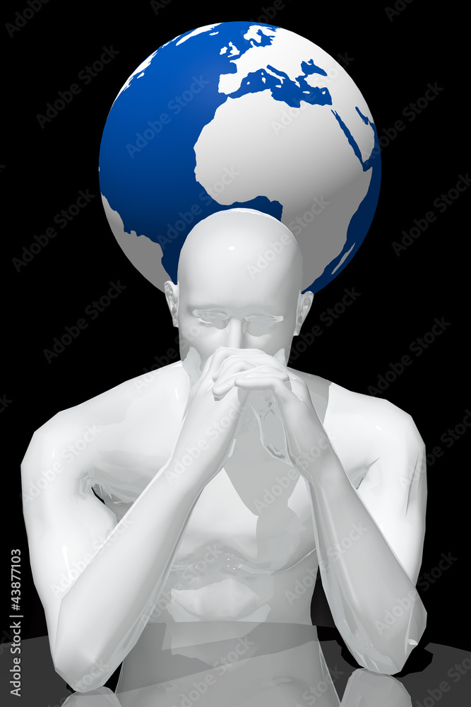 Ilustración de Stock Persona pensando en los problemas del mundo ...