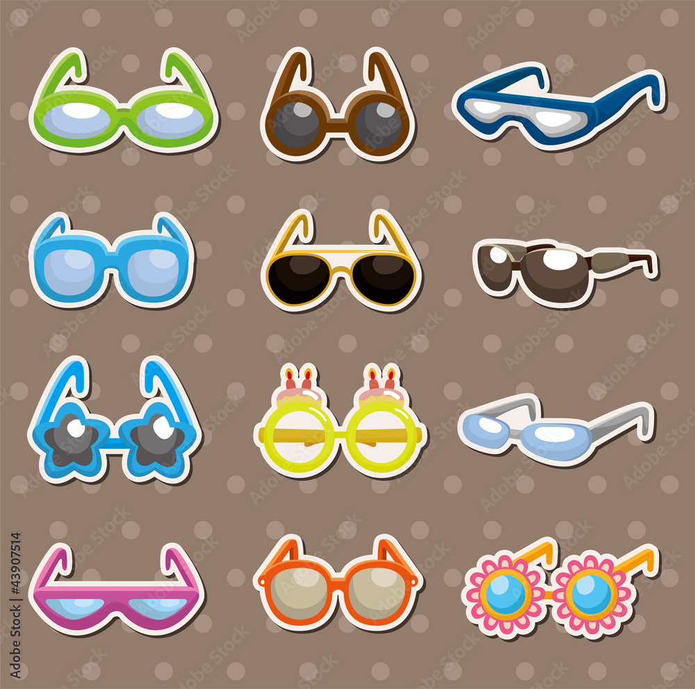 Sunglasses set stickers Stock Vector | Adobe Stock