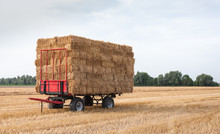Red Wagon And Bale Of Hay Free Stock Photo - Public Domain Pictures