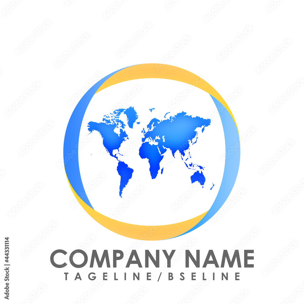 World Map Logo Stock Vector | Adobe Stock
