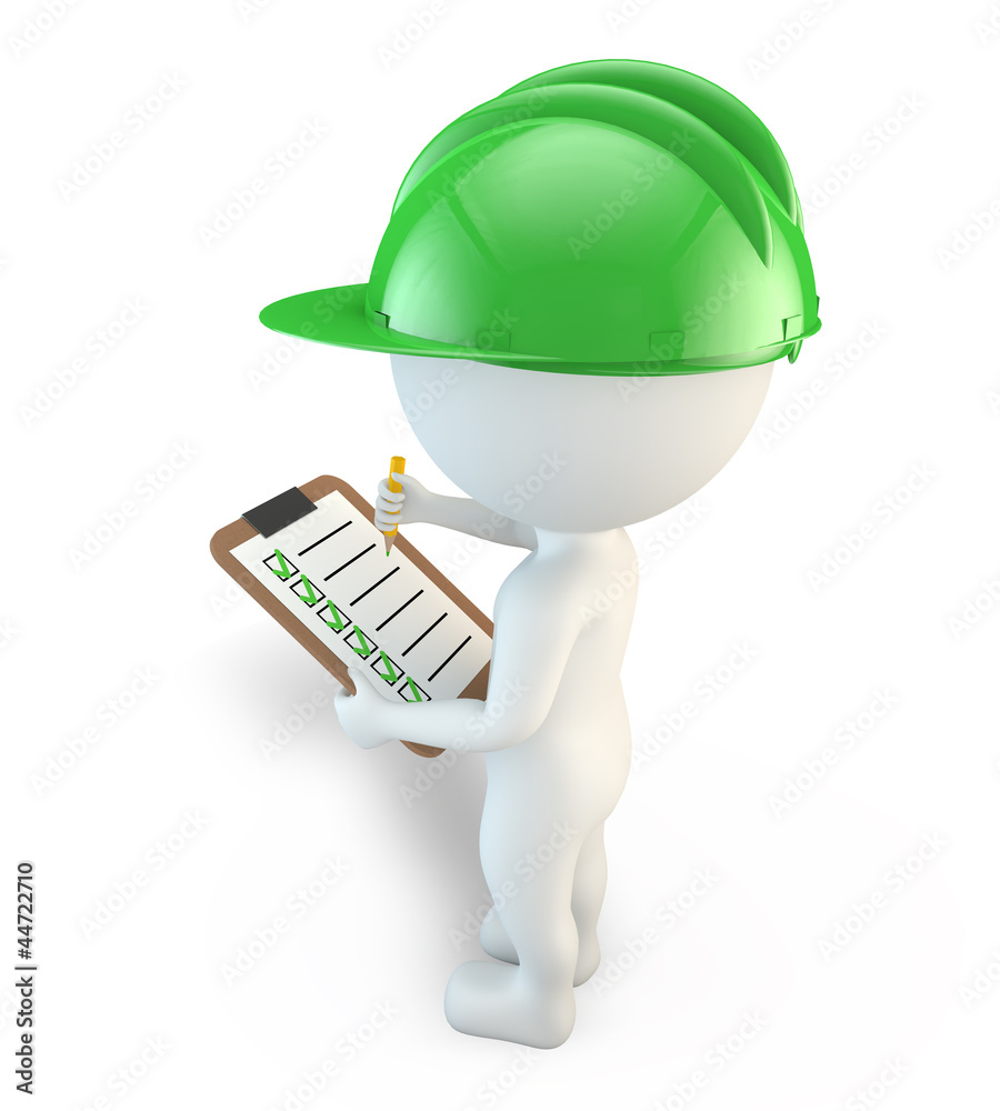 3d small people safety inspector checklist Stock Illustration | Adobe Stock