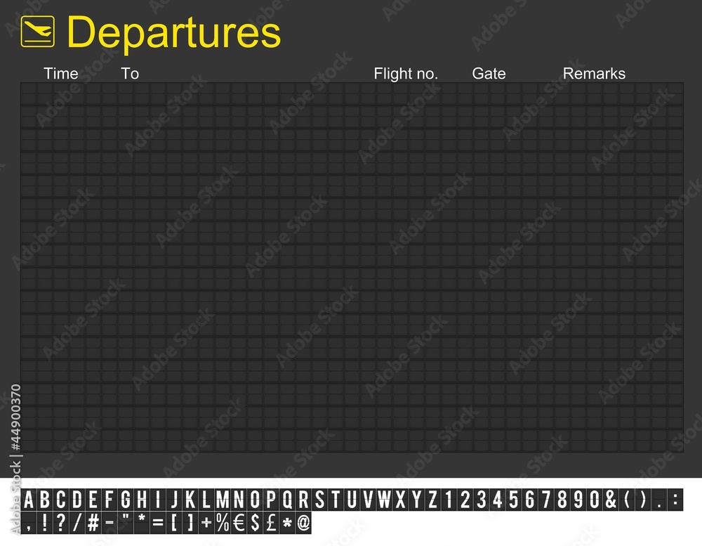 Empty International Airport Departures Board Stock Illustration | Adobe ...
