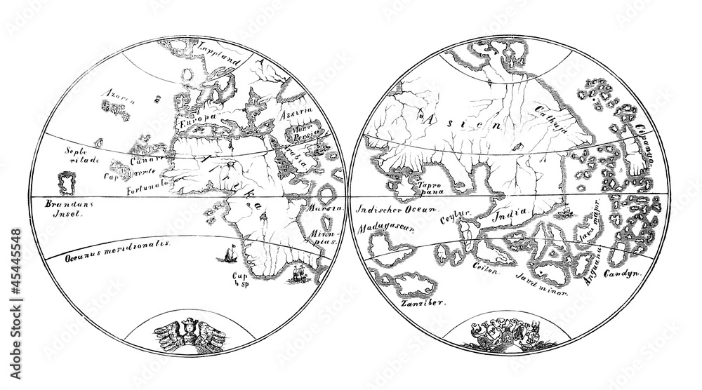 Earth Map - 15th century : before Ch. Colombus Stock Illustration ...