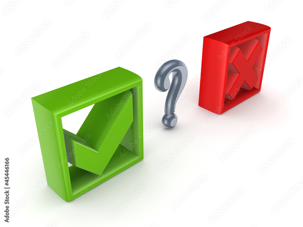 Tick mark, cross mark and query sign. Stock Illustration | Adobe Stock