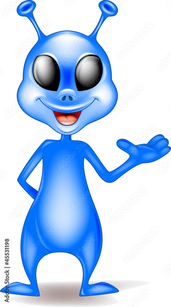 Blue alien cartoon Stock Vector | Adobe Stock