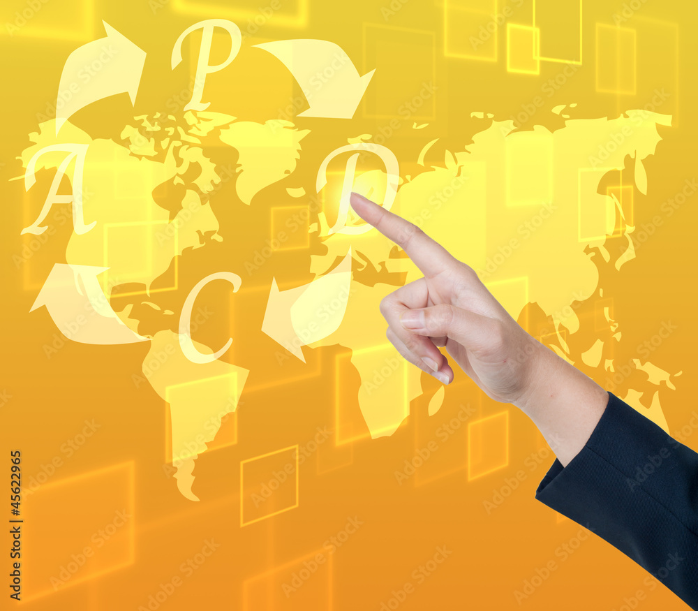 Hand pushing PDCA (Plan Do Check Act) Stock Illustration | Adobe Stock