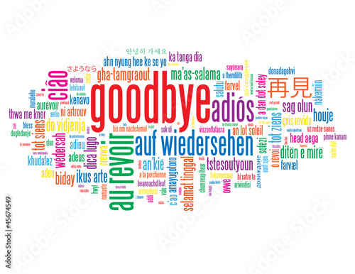"GOODBYE" Tag Cloud (farewell good luck travel au revoir adios) - Buy ...