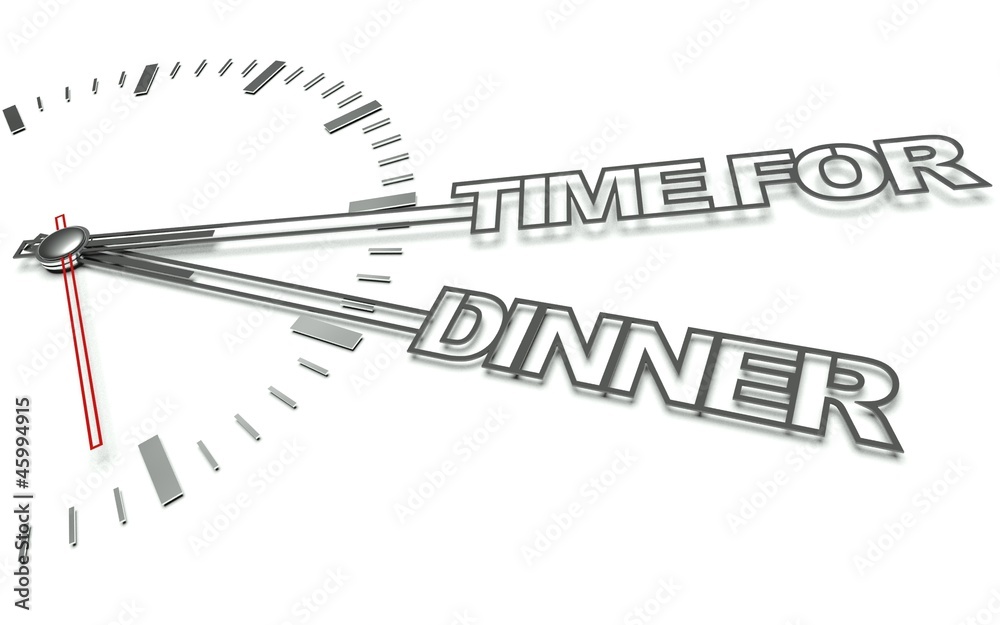 Clock with words Time for dinner, concept of eat Stock Illustration ...