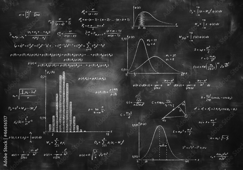math physics formulas on chalkboard Stock Photo | Adobe Stock