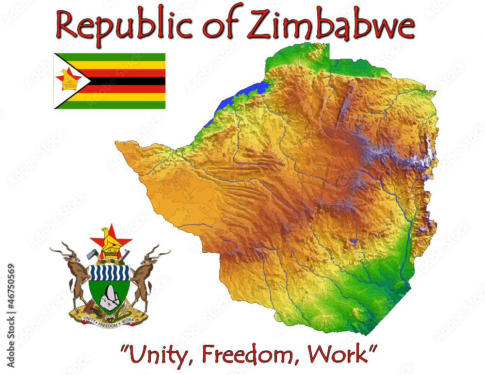 Zimbabwe Africa national emblem map symbol motto Stock Vector | Adobe Stock