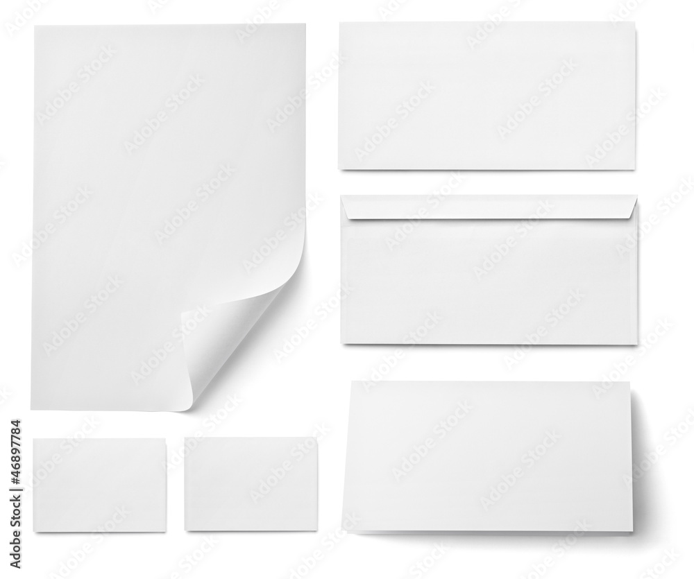 leaflet letter business card white blank paper template Stock Photo ...