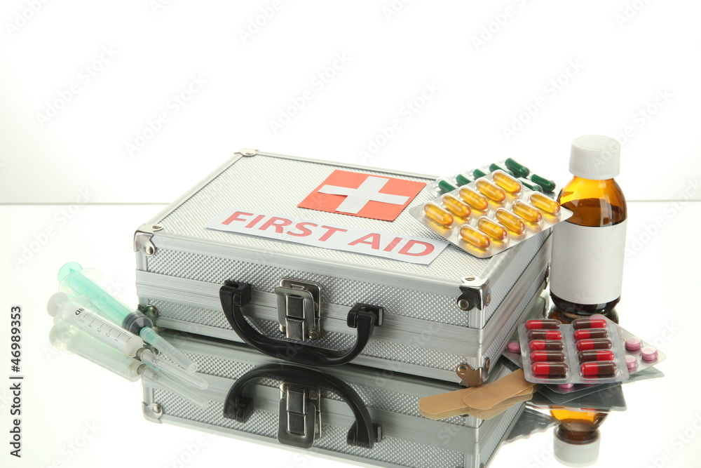 First aid box, isolated on white Stock Photo | Adobe Stock