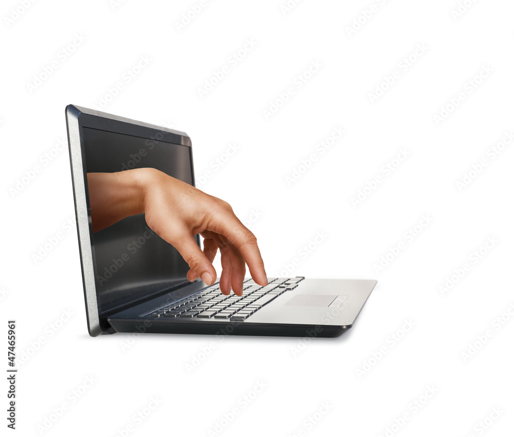 Laptop and Michelangelo: Creation of Adam Stock Photo | Adobe Stock