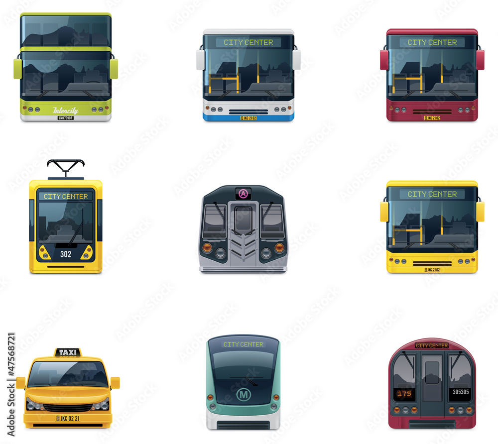 Vector public transport icons Stock Vector | Adobe Stock