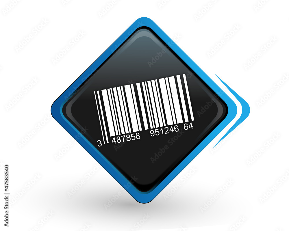 icône code barre sur bouton carré bleu design Stock Vector | Adobe Stock